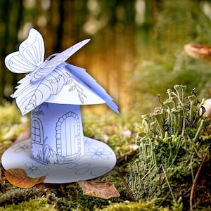 Fairy House Paper Craft for Kids, Paper House Template, DIY 3D Paper ...