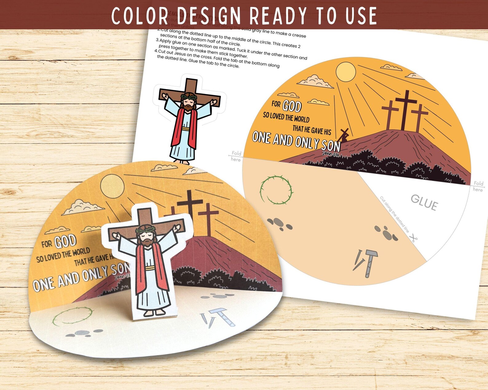 Jesus on the Cross 3D Printable Diorama, Holy Week Craft, Good Friday ...