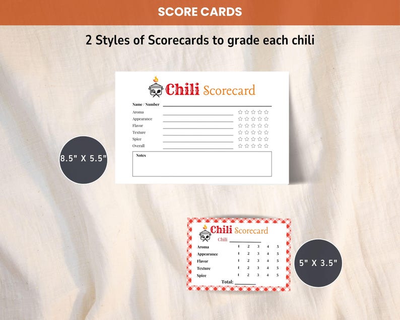 Chili Score Card, Chili Cookoff Score Sheet, Chili Cook off Party Taste ...