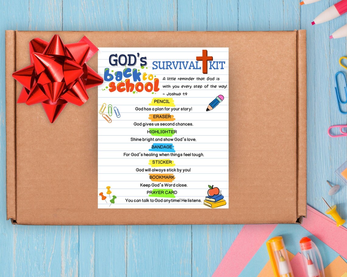 Gods Back to School Survival Kit Tags, First Day of School Student ...