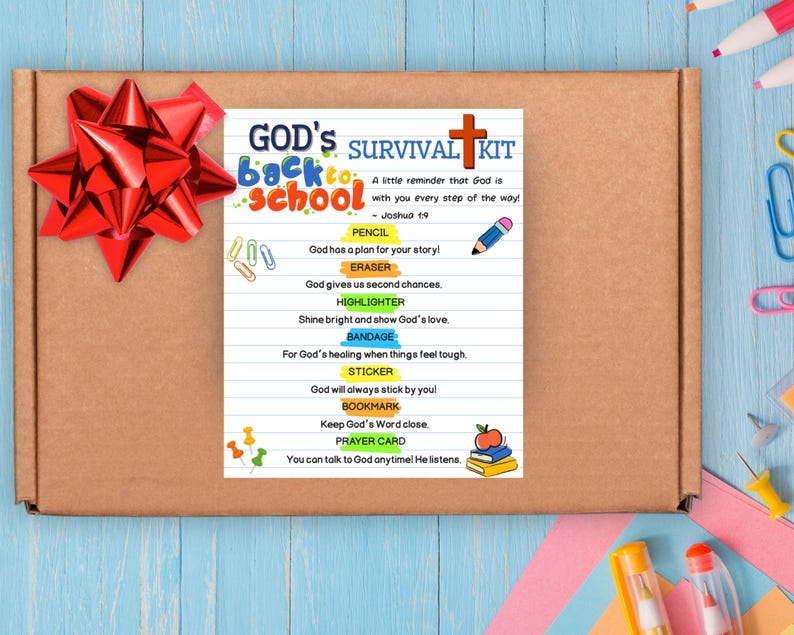 Gods Back to School Survival Kit Tags, First Day of School Student ...