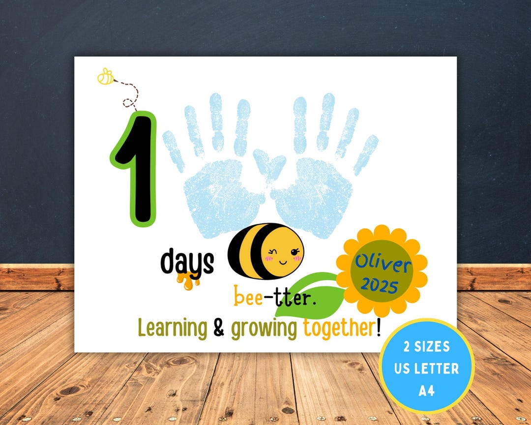 100th Day of School Handprint Craft, Bee Handprint Art, 100 Days of ...