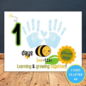 100th Day of School Handprint Craft, Bee Handprint Art, 100 Days of ...