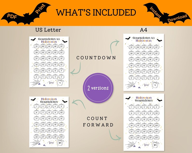 Halloween Countdown Calendar Coloring Activity, Classroom Decor, Days ...