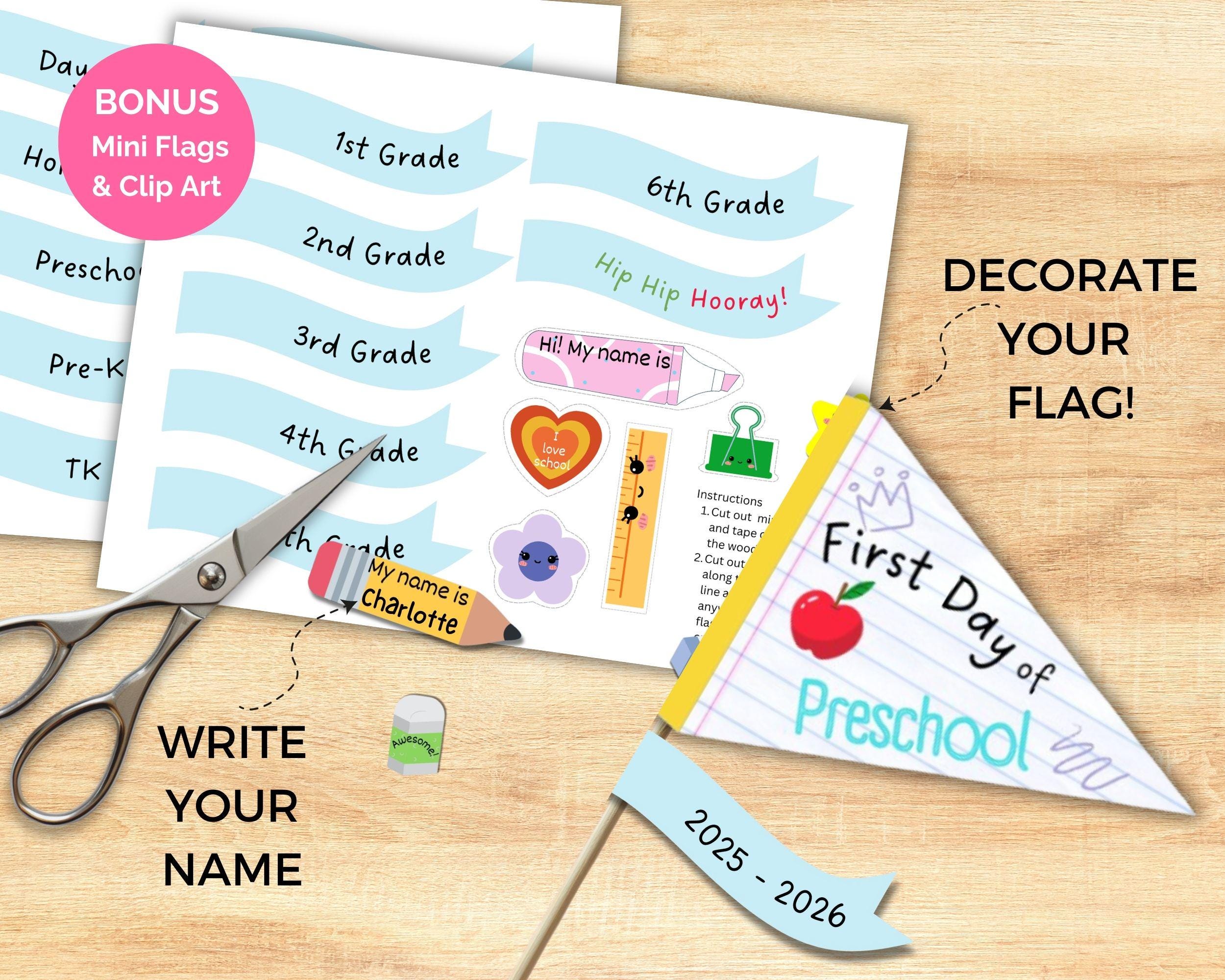 First Day of School Pennant Flag, Last Day of School Classroom Flag ...