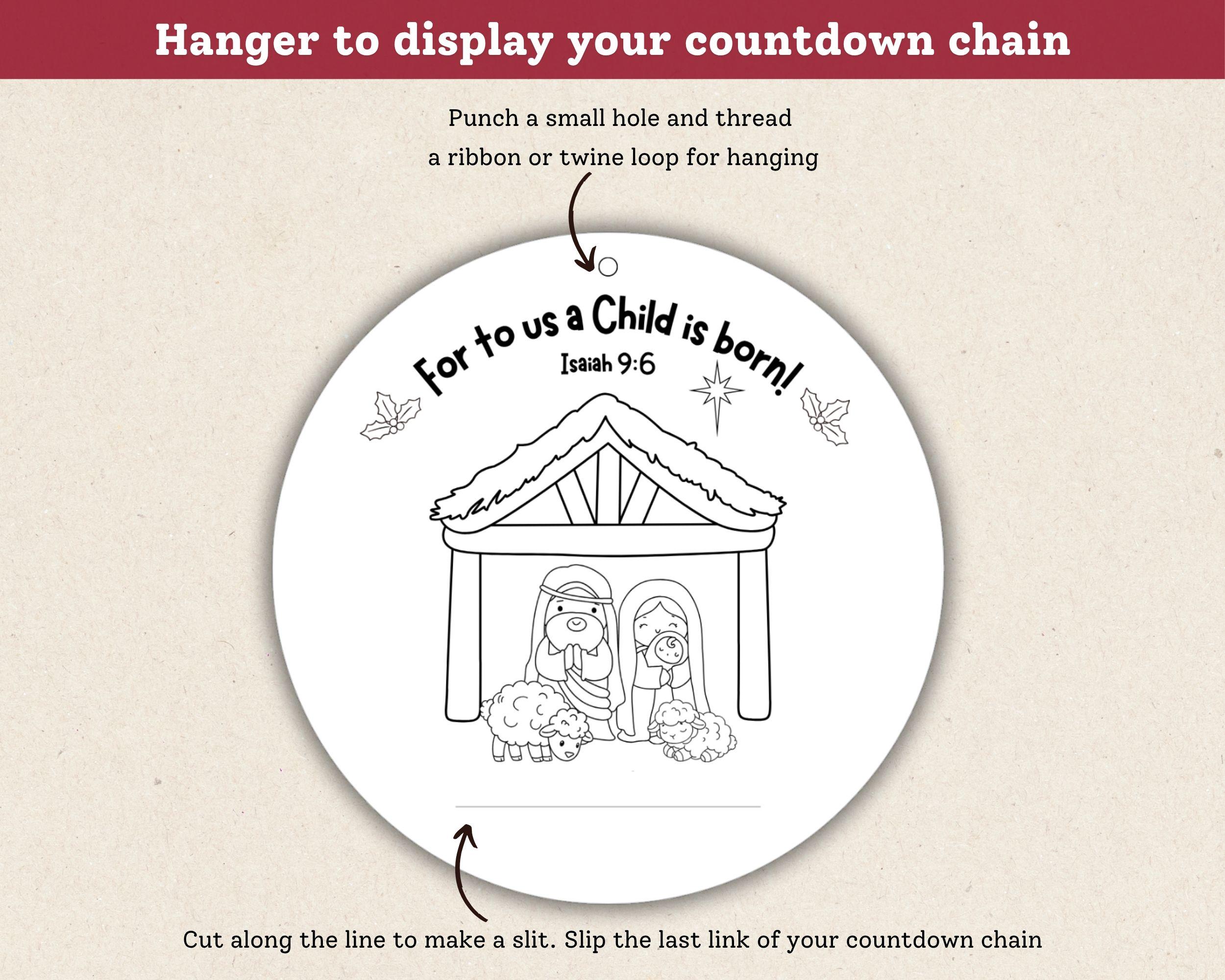 Nativity Story Christmas Countdown Chain, Bible Verse Advent Calendar ...