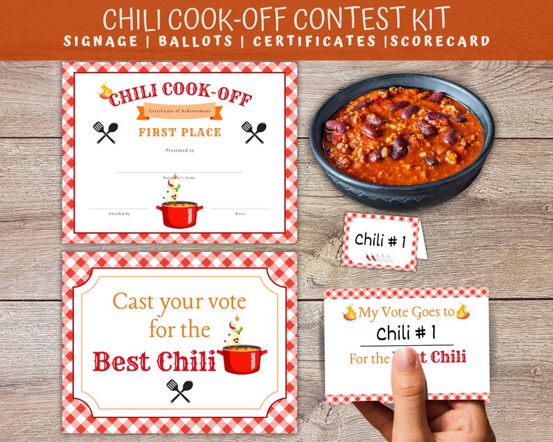 Chili Cook off Printable Award Certificates, Chili Cook off Score Card ...