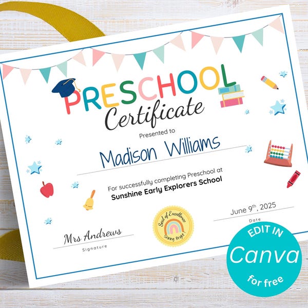 Editable Preschool Moving up Certificates - Etsy Canada