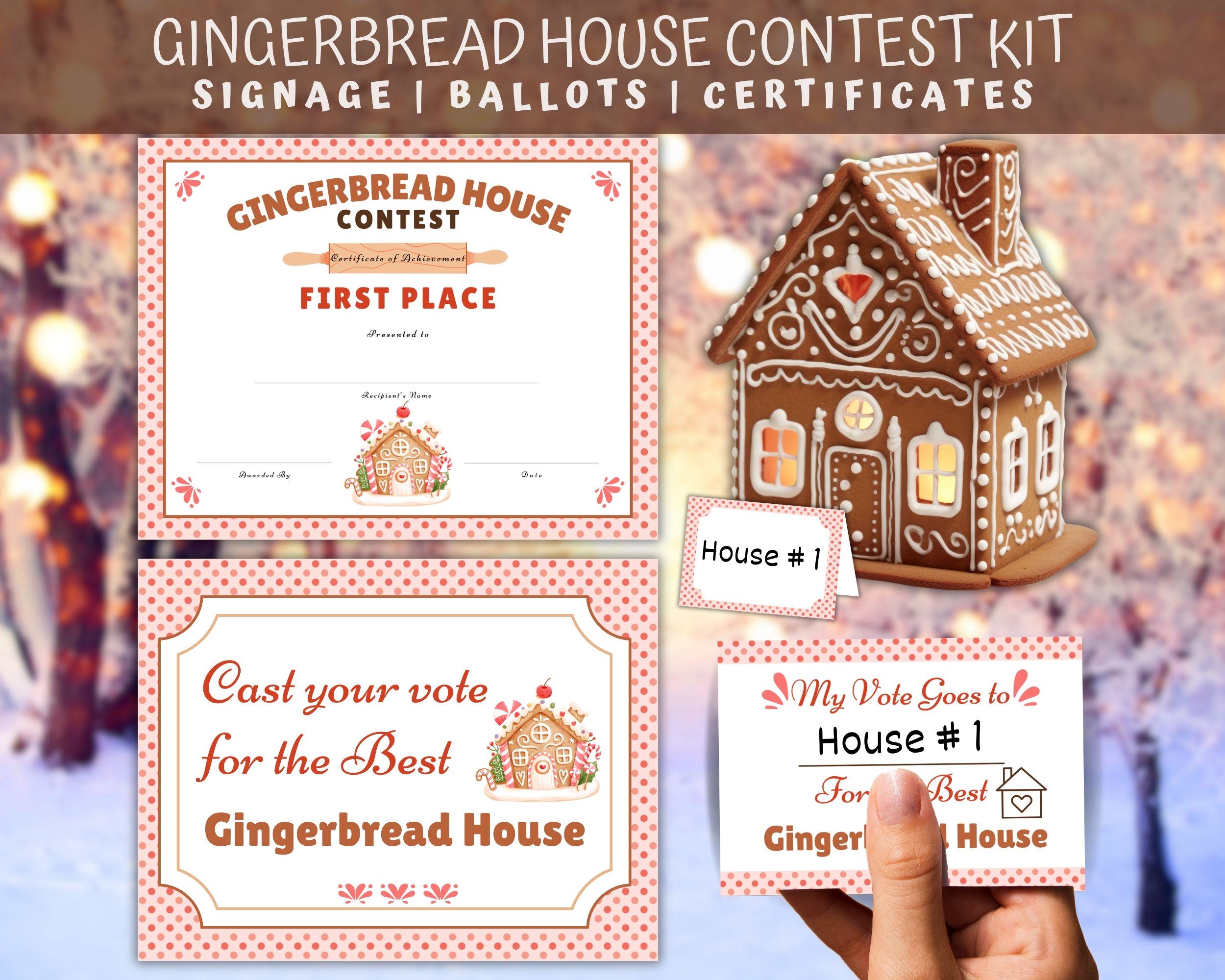 Gingerbread House Decorating Contest Kit, Christmas Award Certificates ...