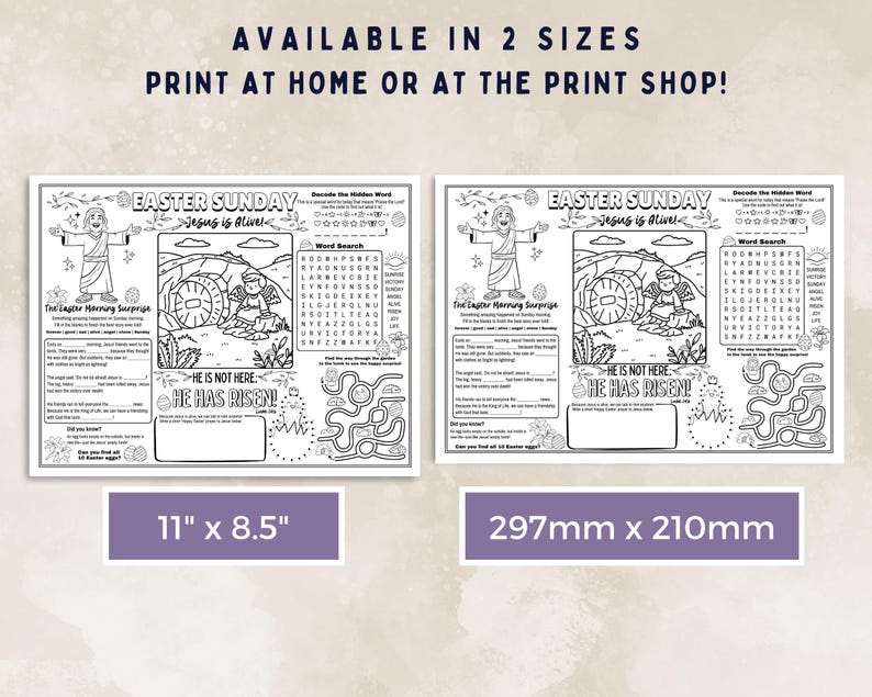 He is Risen Easter Activity Placemat, Easter Activity Sheet, Holy Week ...