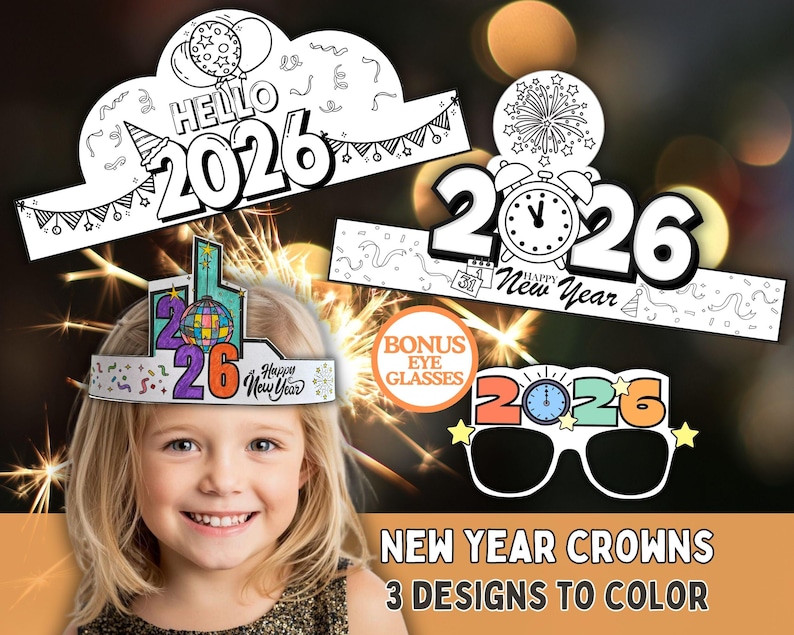 2026 New Year Paper Crown Template, New Years Eve Craft, Printable ...