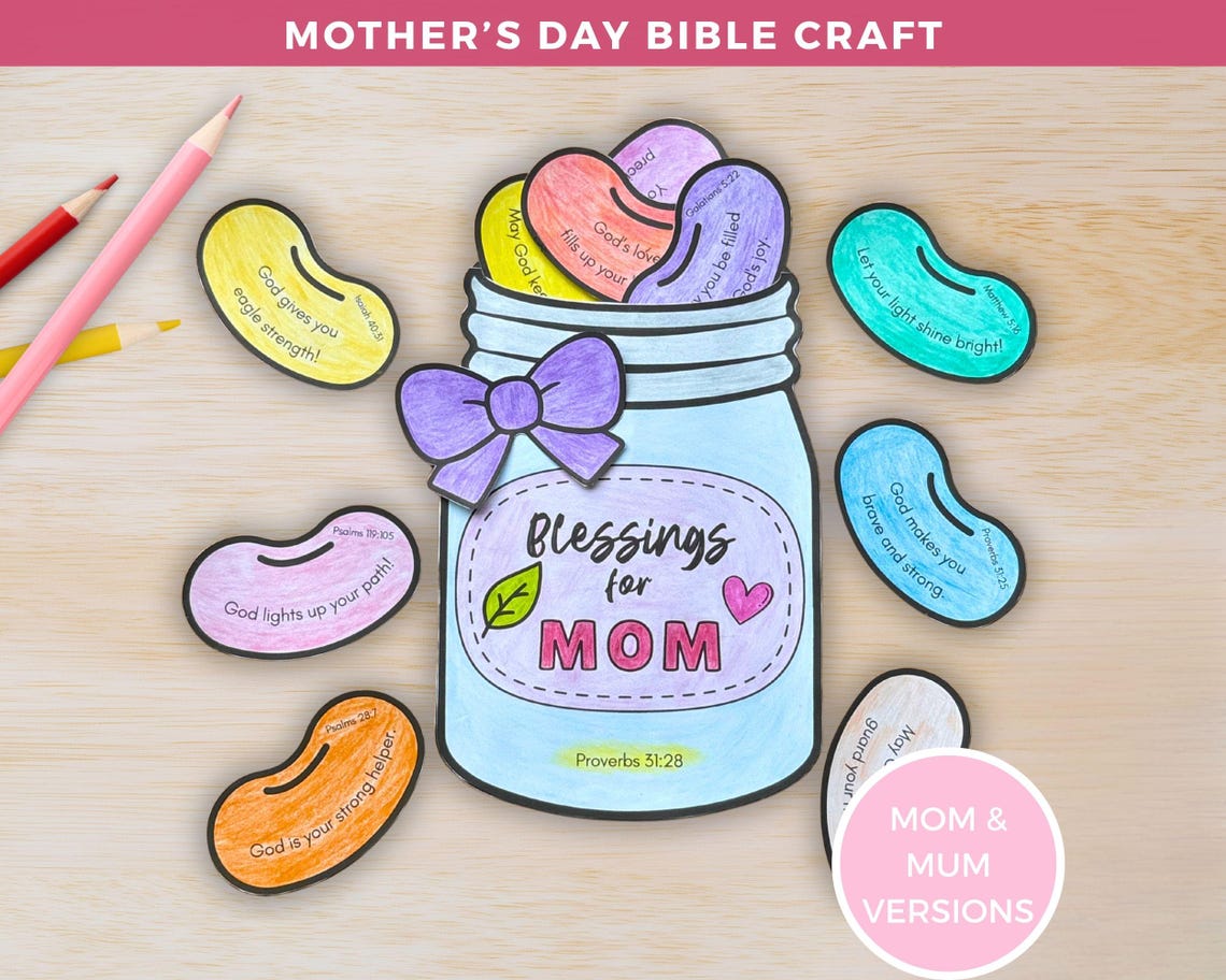Mother’s Day Blessing Bible Craft, Mother’s Day Coloring for Kids, Mom ...