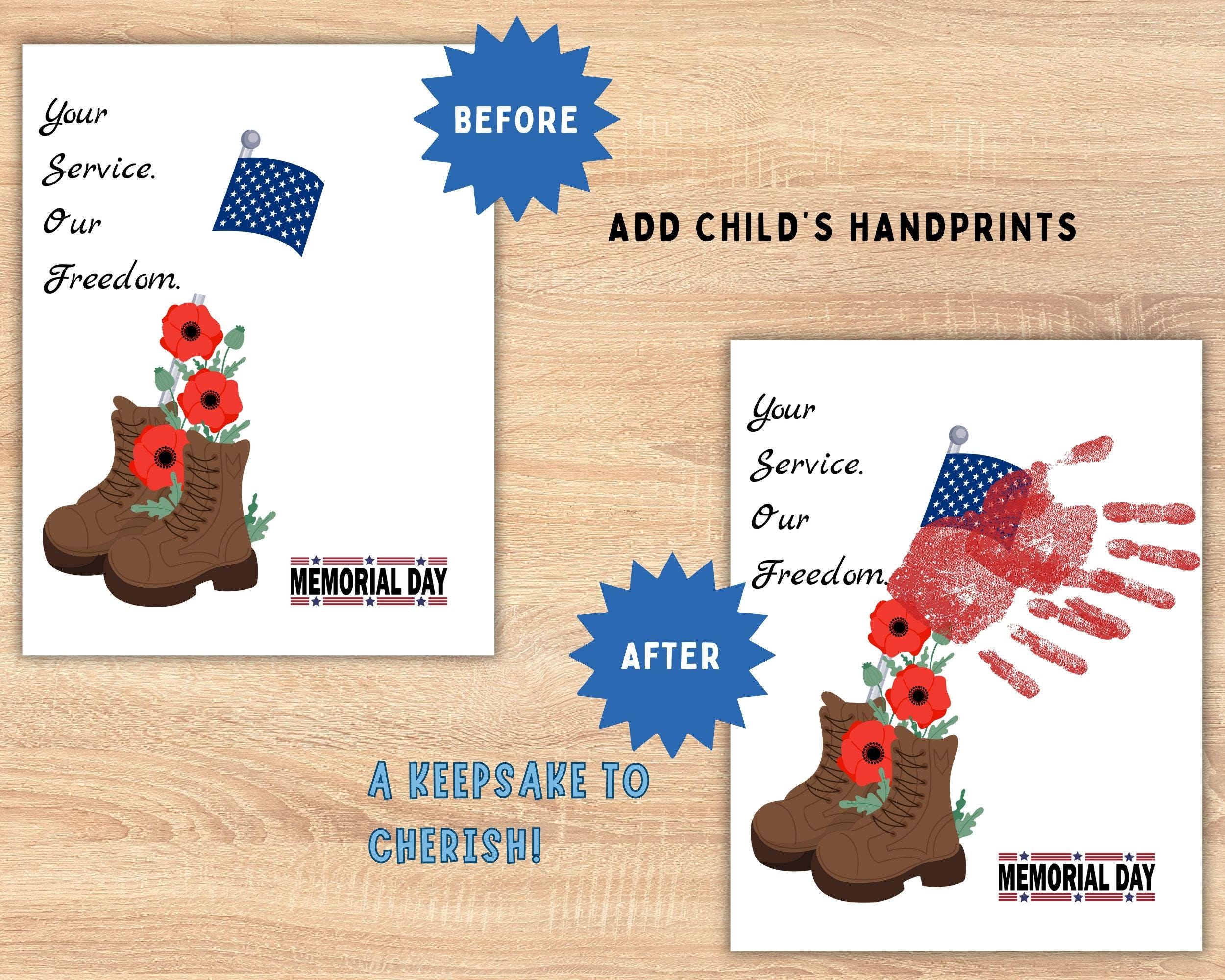 Memorial Day Handprint Craft, Patriotic Kids Memorial Day Craft ...