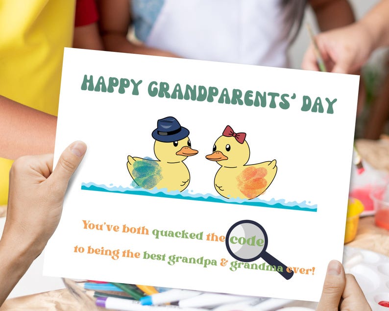 Grandparents Day Handprint Craft, Toddler Fingerprint Art Card ...