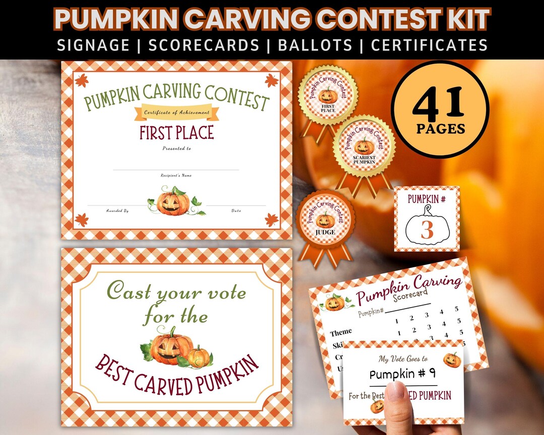 Pumpkin Carving Contest Kit, Sign up Sheet, Pumpkin Vote Card, Pumpkin ...