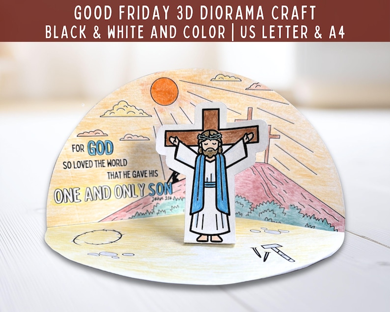 Jesus on the Cross 3D Printable Diorama, Holy Week Craft, Good Friday ...