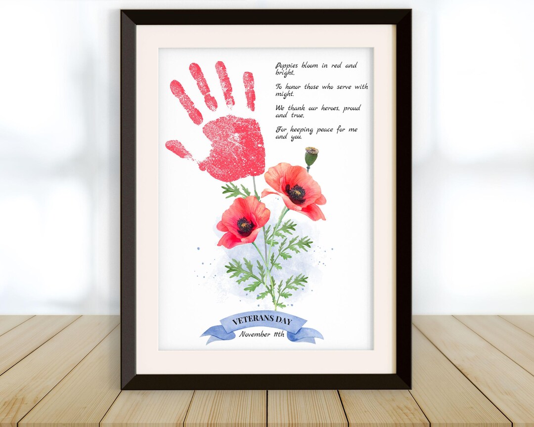Poppy Flower Veterans Day Handprint Craft, Handprint Poem, Thank You ...
