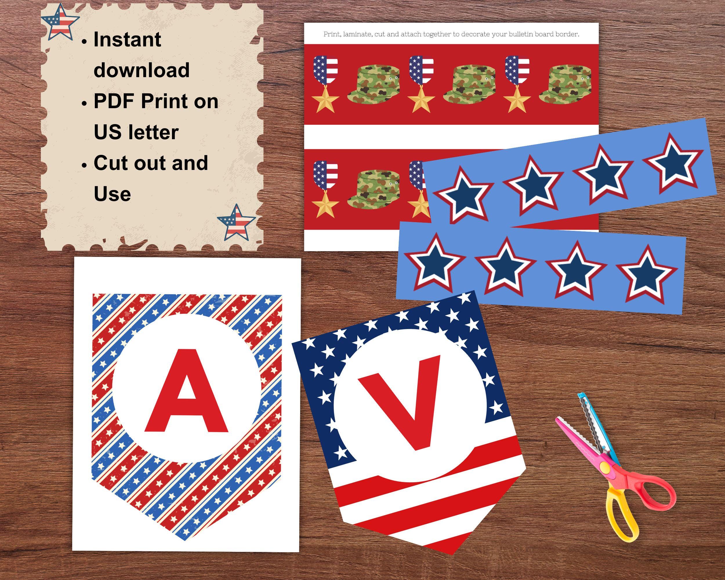 Veterans Day Bulletin Board Kit, Patriotic Posters, Thank You Veterans ...