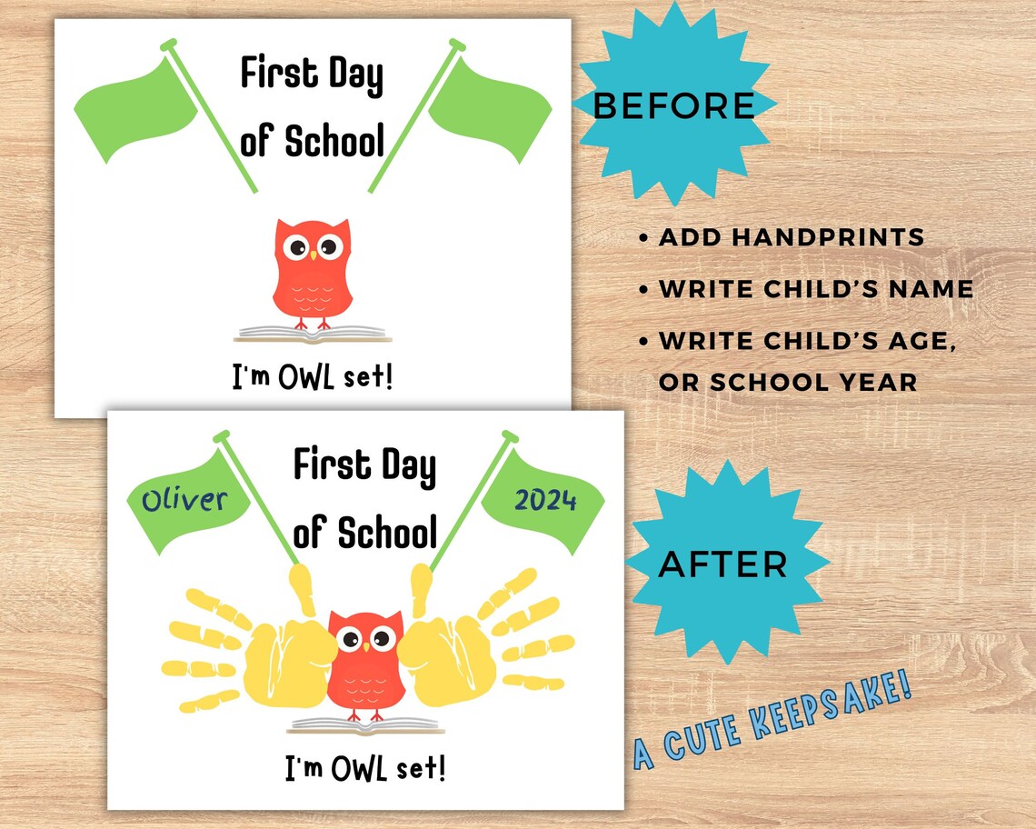 First Day of School Handprint Craft, Preschool Handprint, Craft for ...