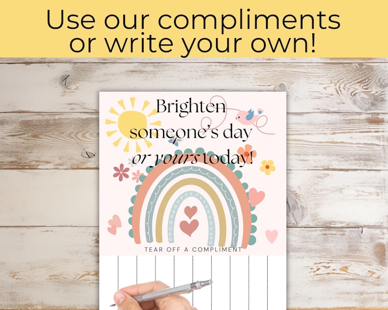 Compliment Tear off Flyer, Random Acts of Kindness, Positive ...