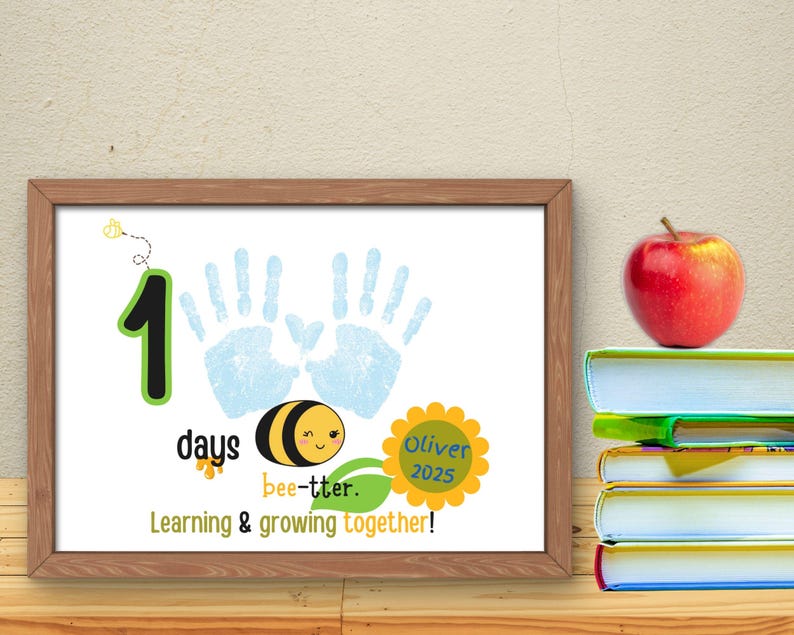 100th Day of School Handprint Craft, Bee Handprint Art, 100 Days of ...