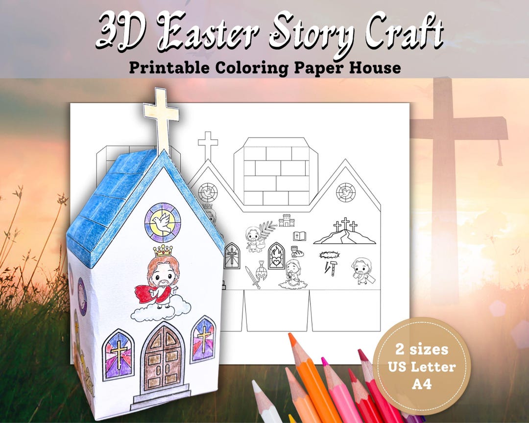 Easter Craft for Kids, Easter Story DIY 3D Paper House Template, Easter ...