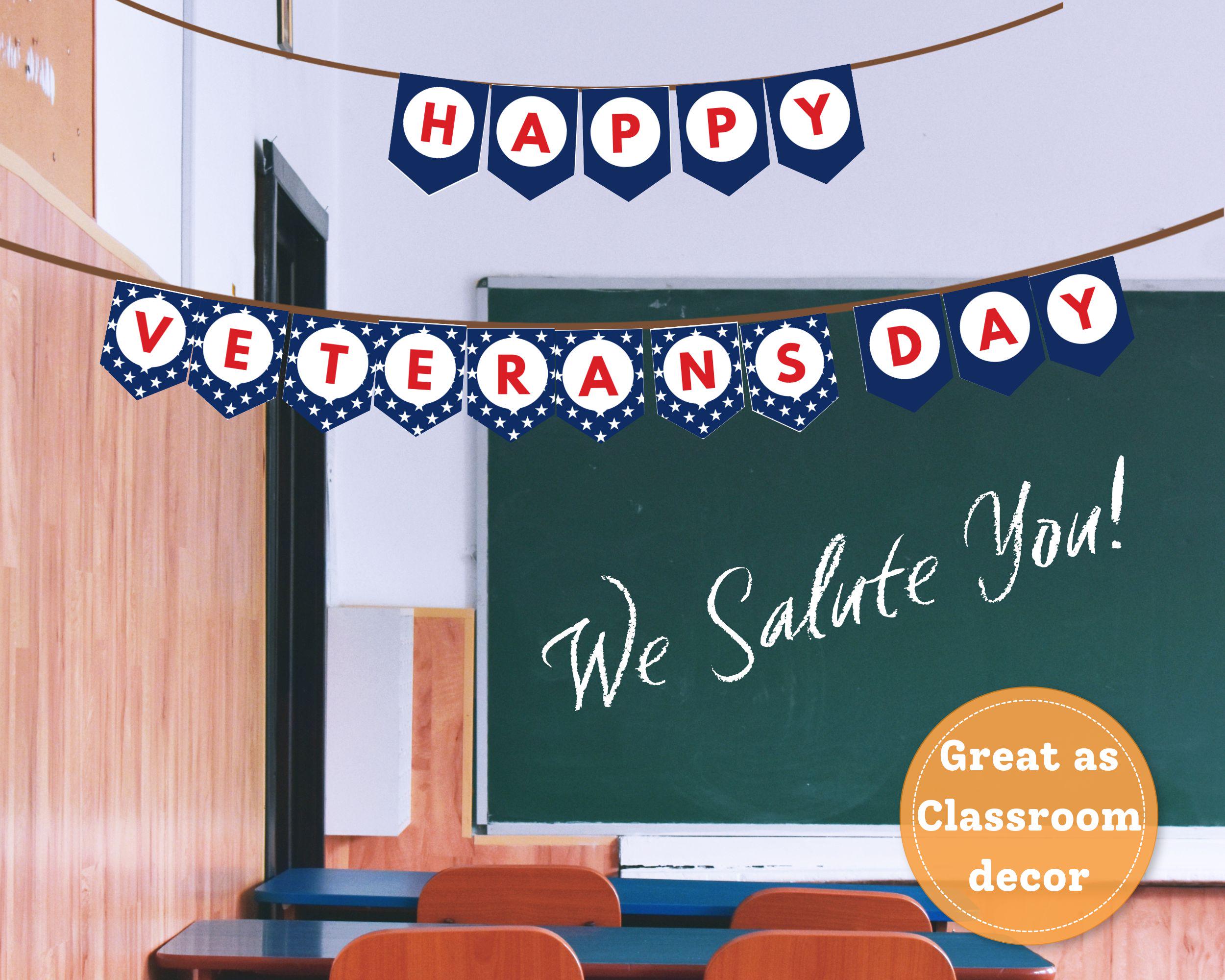 Veterans Day Bulletin Board Kit, Patriotic Posters, Thank You Veterans ...
