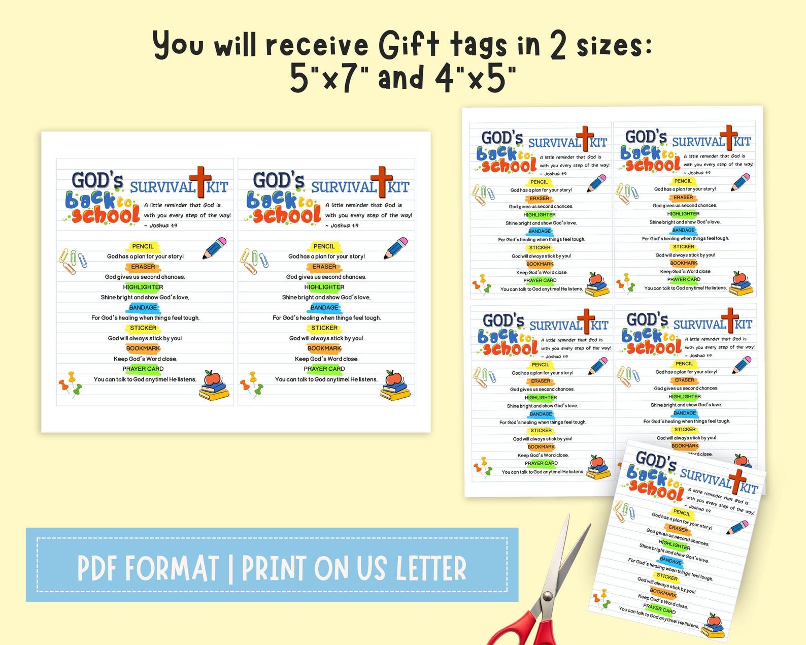 Gods Back to School Survival Kit Tags, First Day of School Student ...