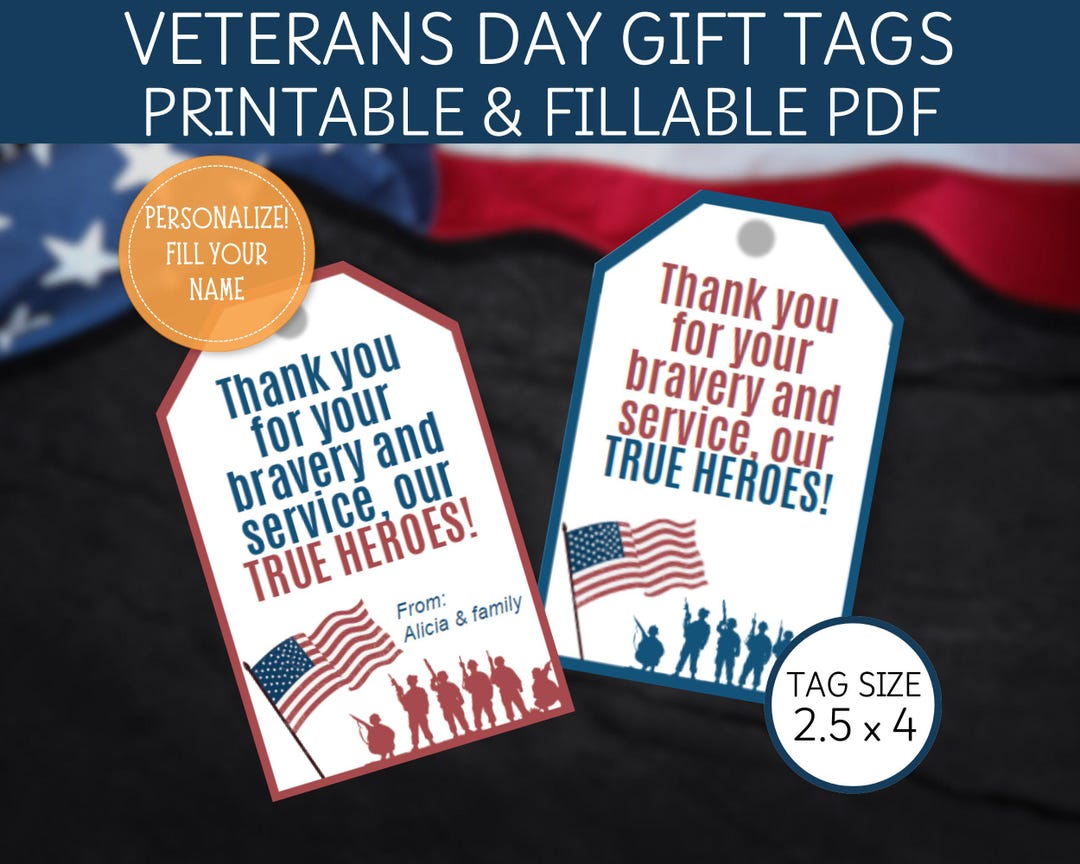 Happy Veterans Day Gift Tags, Military Thank You, Veteran Appreciation ...