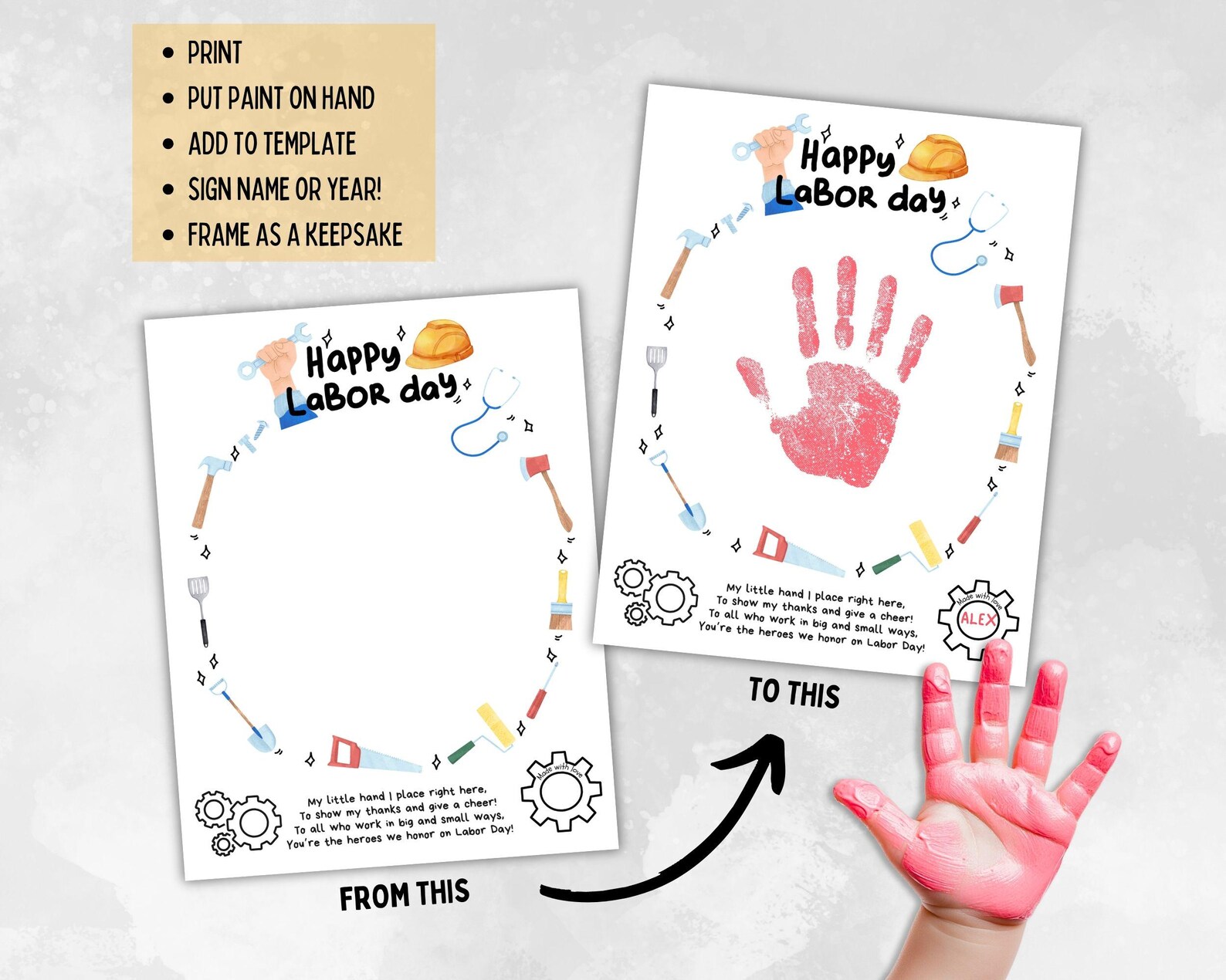 Labor Day Handprint Craft, Labor Day Craft for Kids, Baby Toddler ...