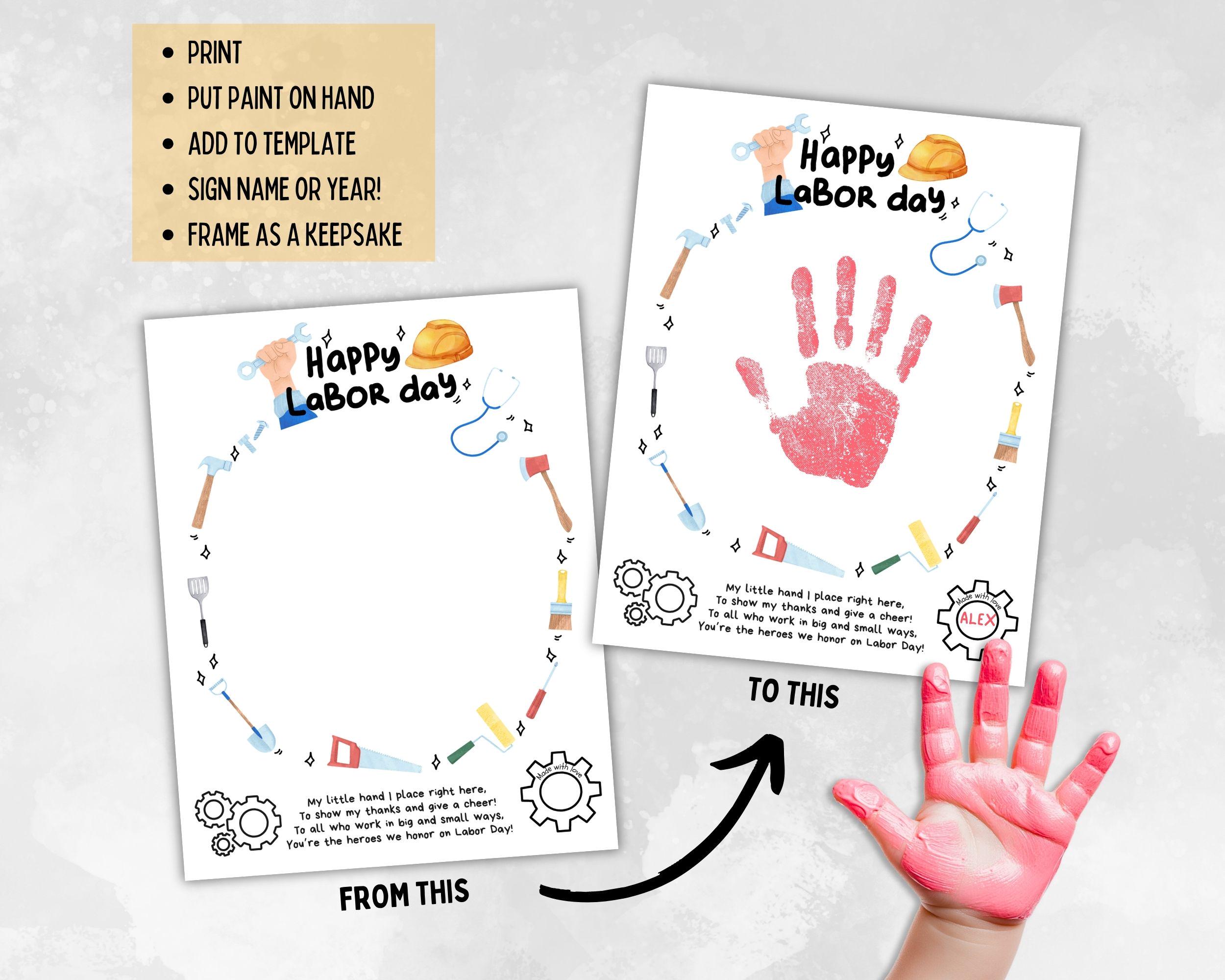 Labor Day Handprint Craft, Labor Day Craft for Kids, Baby Toddler ...