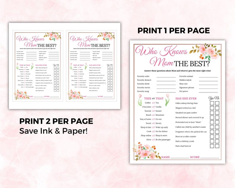 Editable Who Knows Mom Best Mothers Day Brunch Games, All About My Mom ...