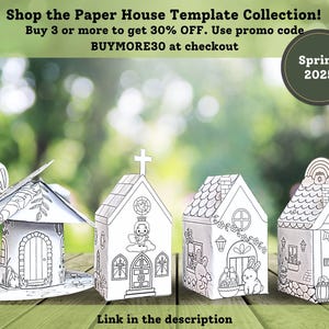 Christmas Paper House Template, Christmas Coloring Craft for Kids ...