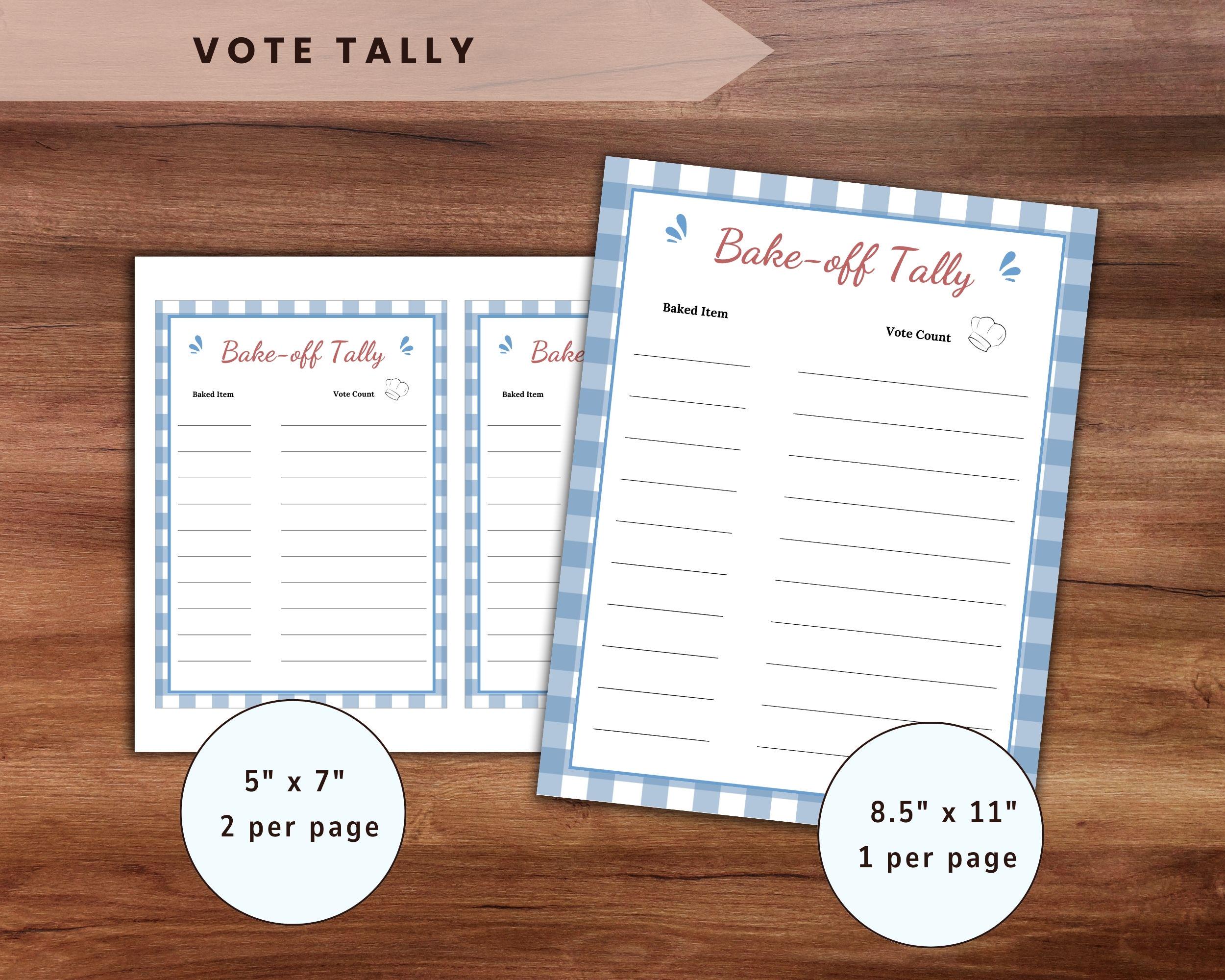 Baking Contest Bake off Award Certificate, Baking Contest Score Sheet ...