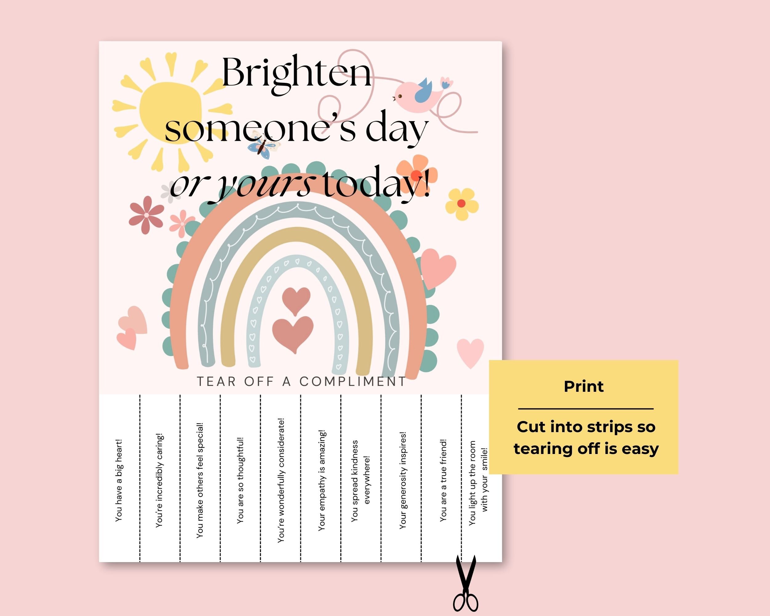 Compliment Tear off Flyer, Random Acts of Kindness, Positive ...