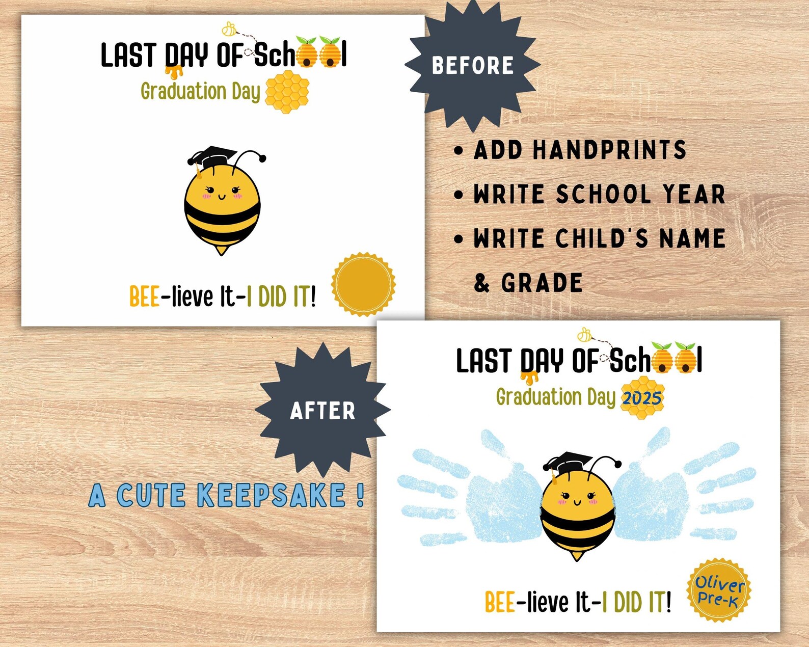 Last Day of School Handprint Craft, End of Preschool Graduation ...