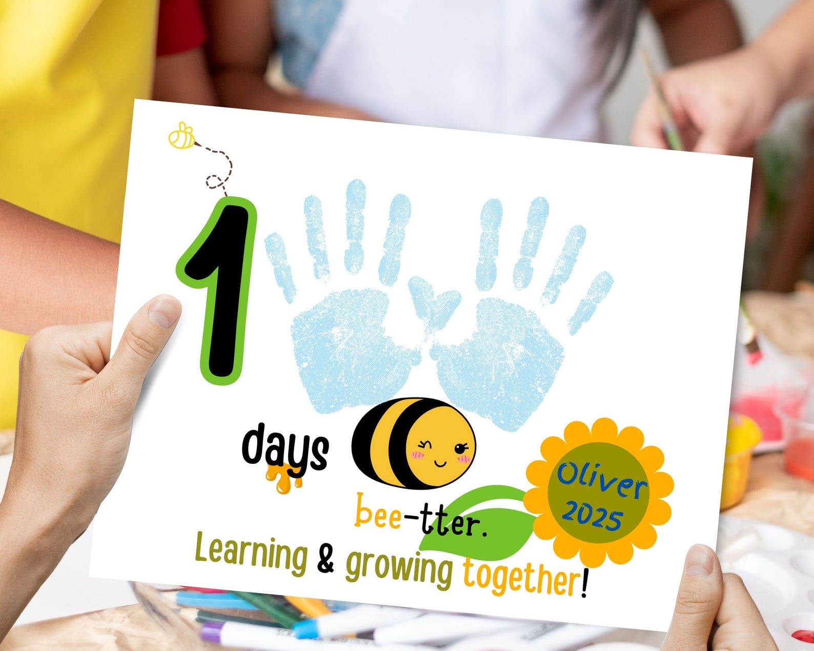 100th Day of School Handprint Craft, Bee Handprint Art, 100 Days of ...