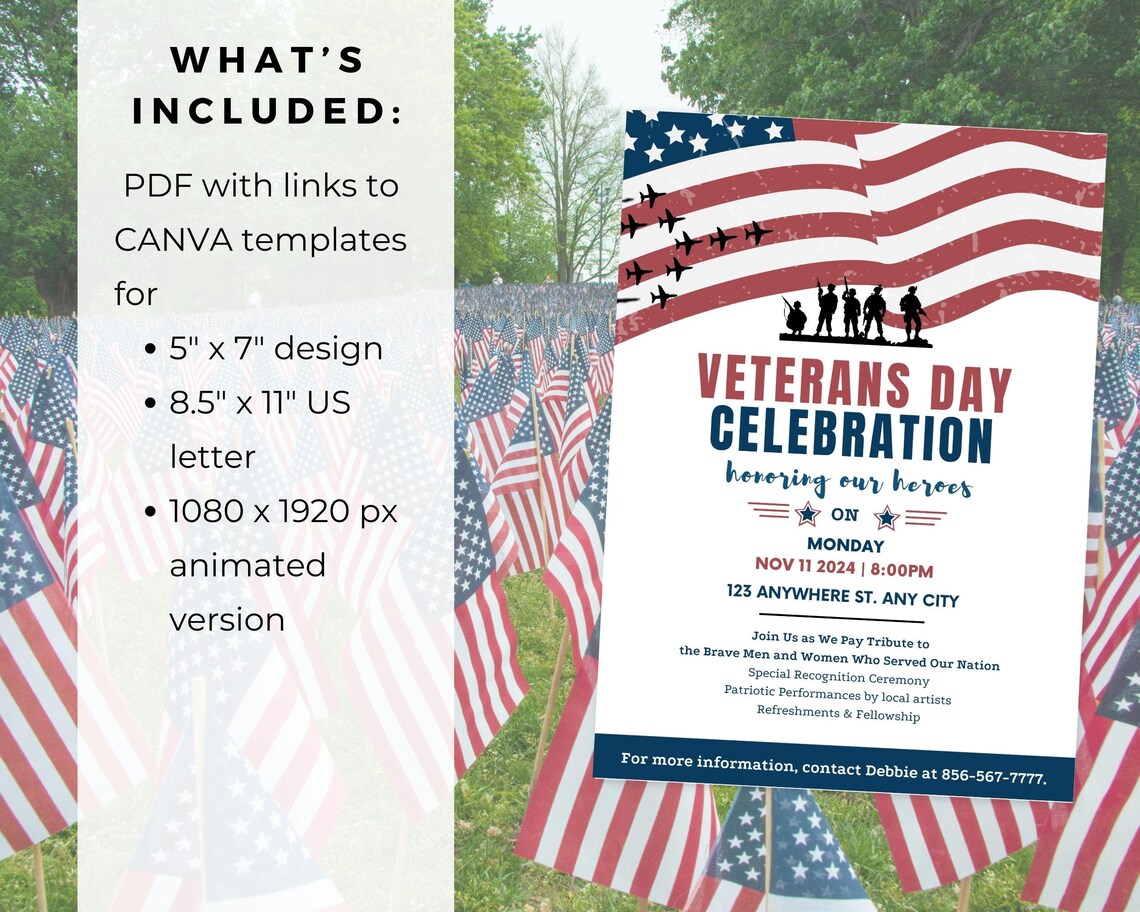 Editable Veterans Day Event Flyer, Animated Invitation Party Template ...