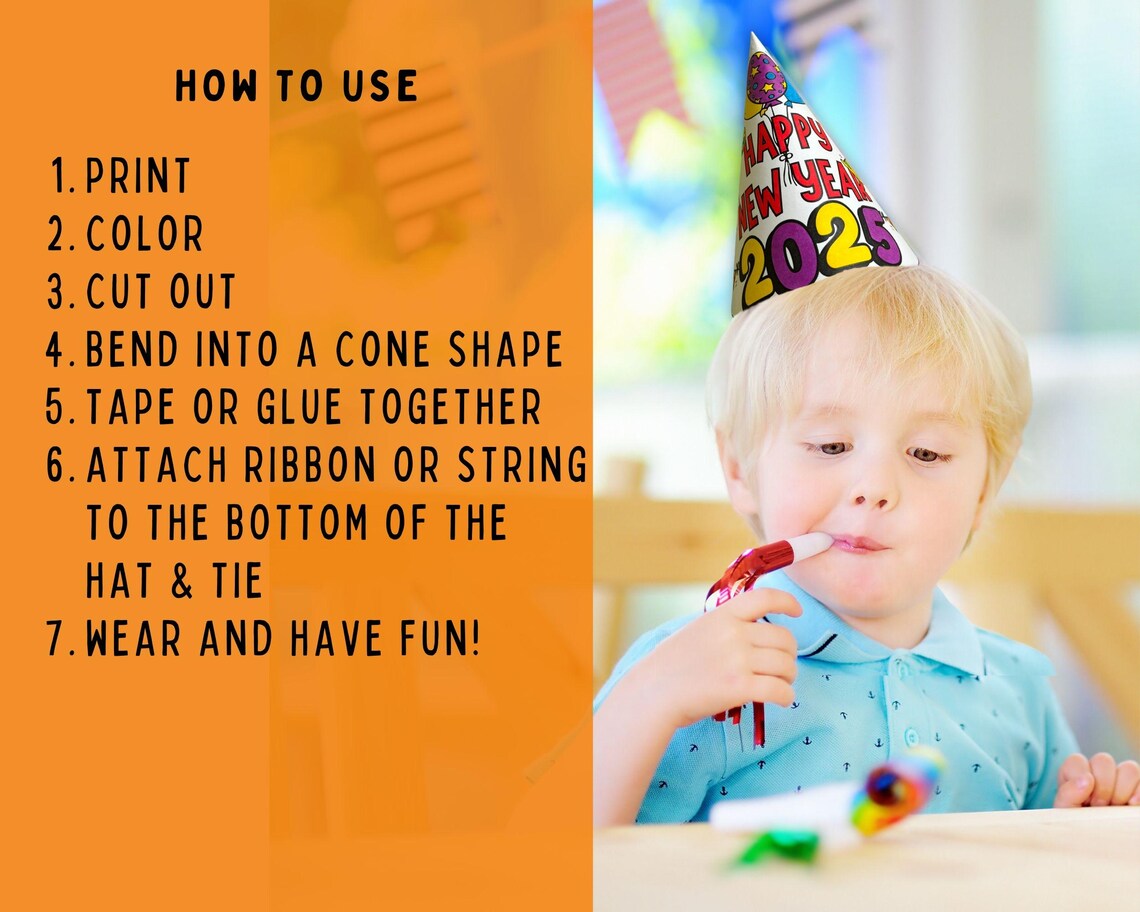 2025 New Year Party Hat, Make Your Own Hat Coloring Pages, New Years ...