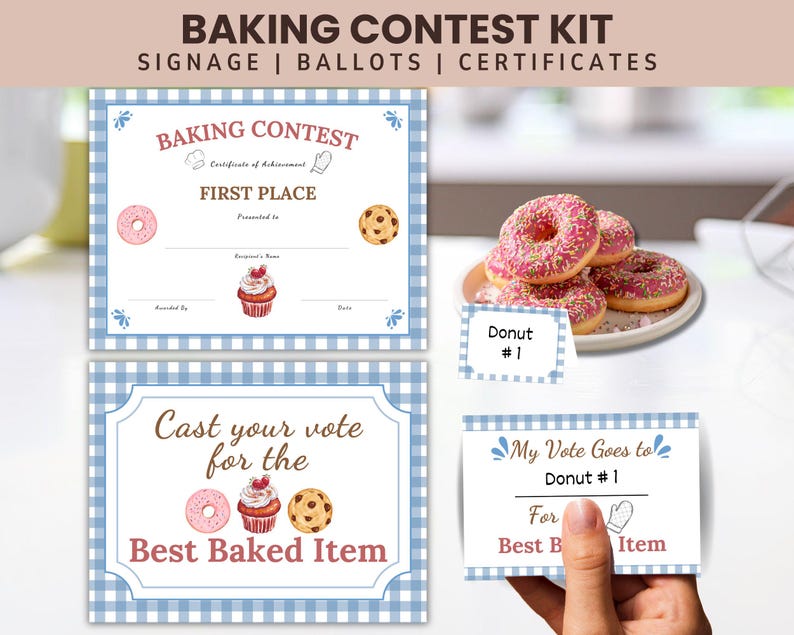 Baking Contest Bake off Award Certificate, Baking Contest Score Sheet ...