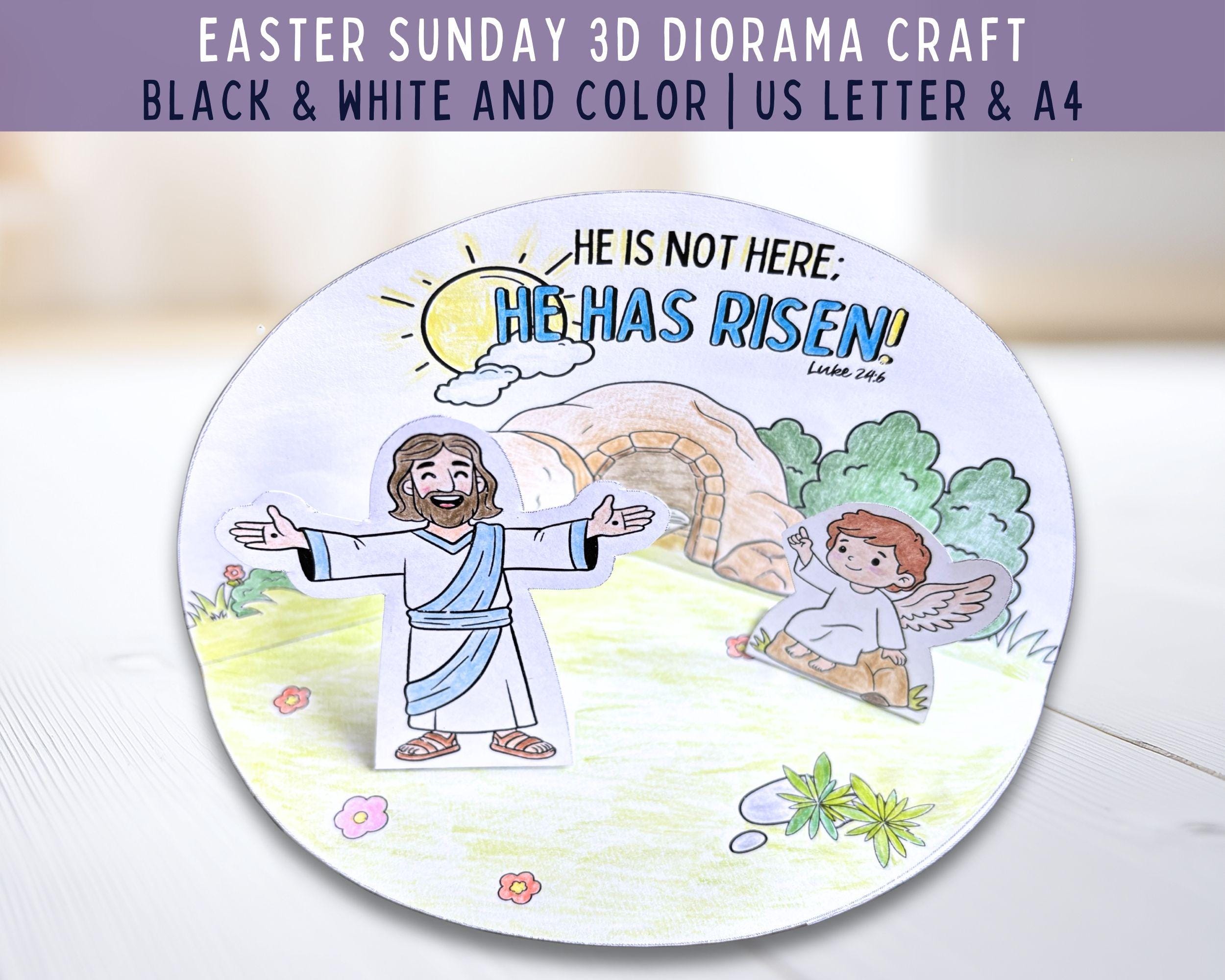 He is Risen Craft 3D Printable Diorama, Easter Sunday School Craft ...