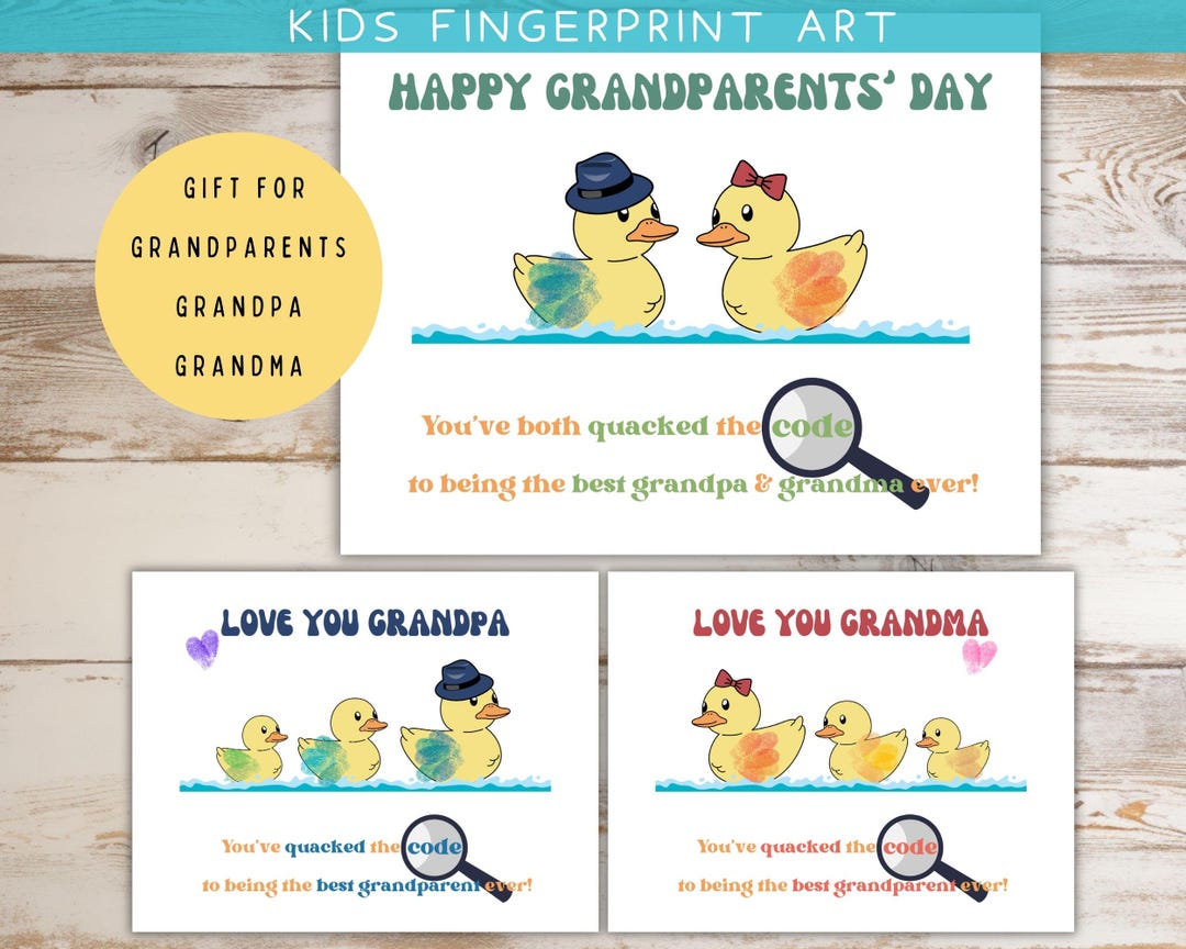 Grandparents Day Handprint Craft, Toddler Fingerprint Art Card ...