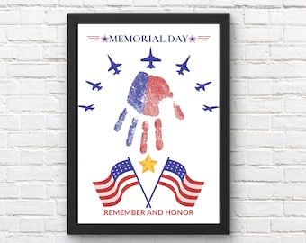 Memorial Day Handprint Craft, Patriotic Kids Memorial Day Craft ...
