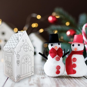 Christmas Paper House Template, Christmas Coloring Craft for Kids ...