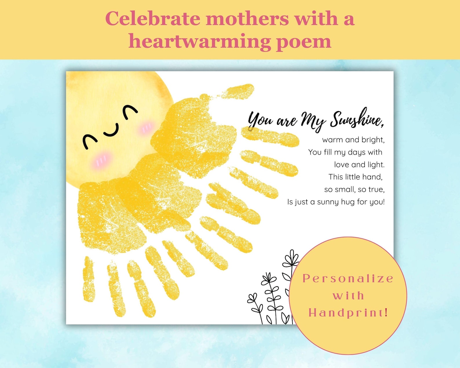Mothers Day You Are My Sunshine Handprint Poem, Toddler Handprint Craft ...