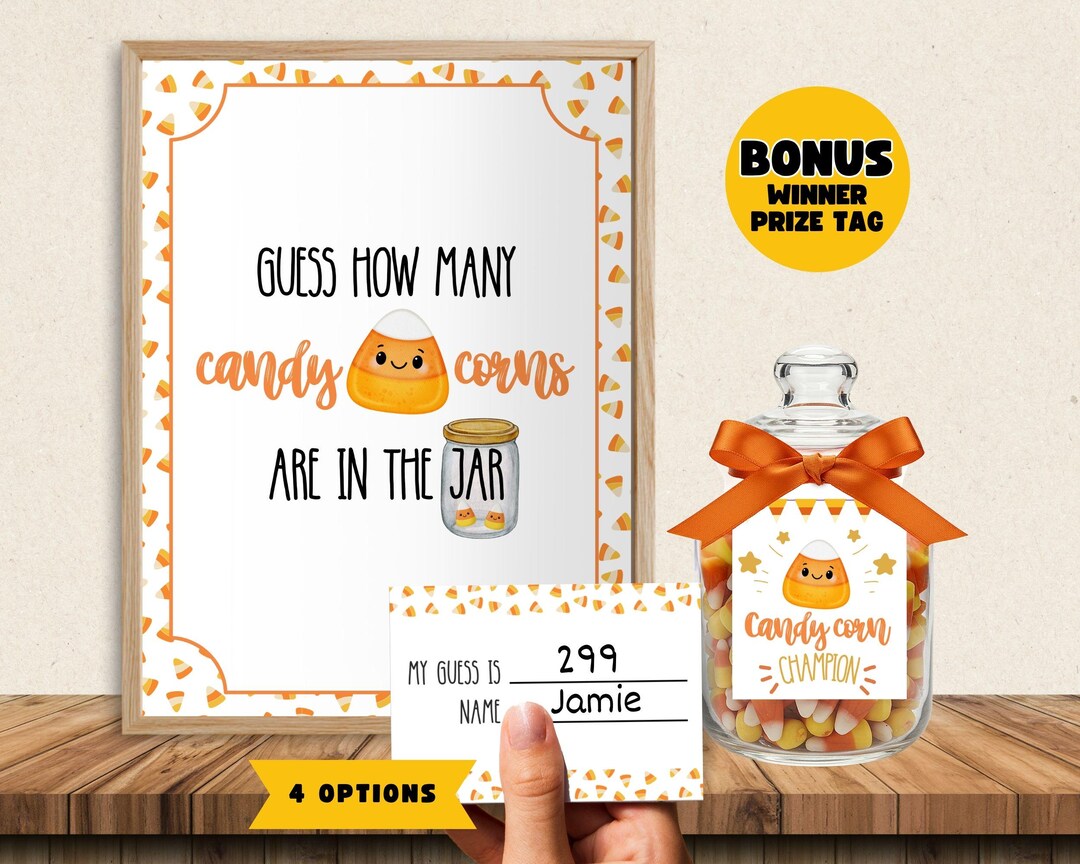 Candy Corn Guessing Game, Halloween Party Game, Guess How Many Candy ...
