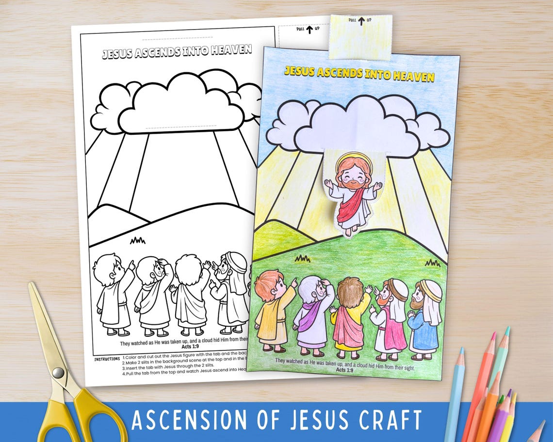 Jesus Ascension Craft, Jesus Ascending Into Heaven, Ascension Coloring ...