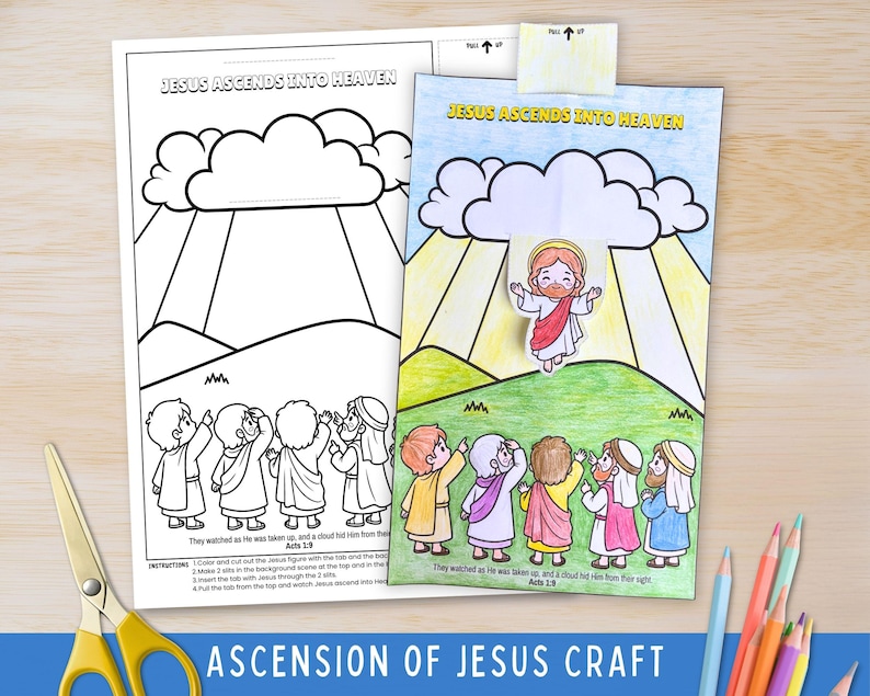 Jesus Ascension Craft, Jesus Ascending Into Heaven, Ascension Coloring ...