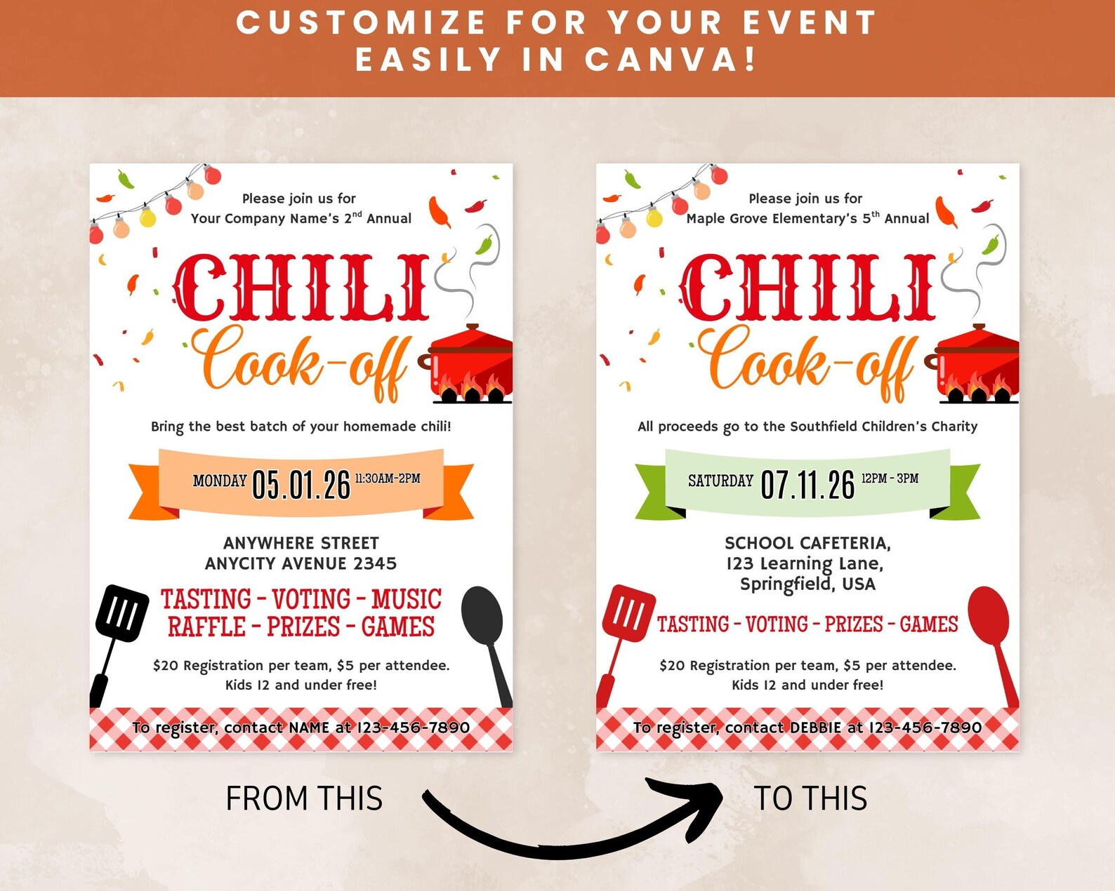 Chili Cook off Flyer Template, Office Chili Cookoff Editable Invitation ...