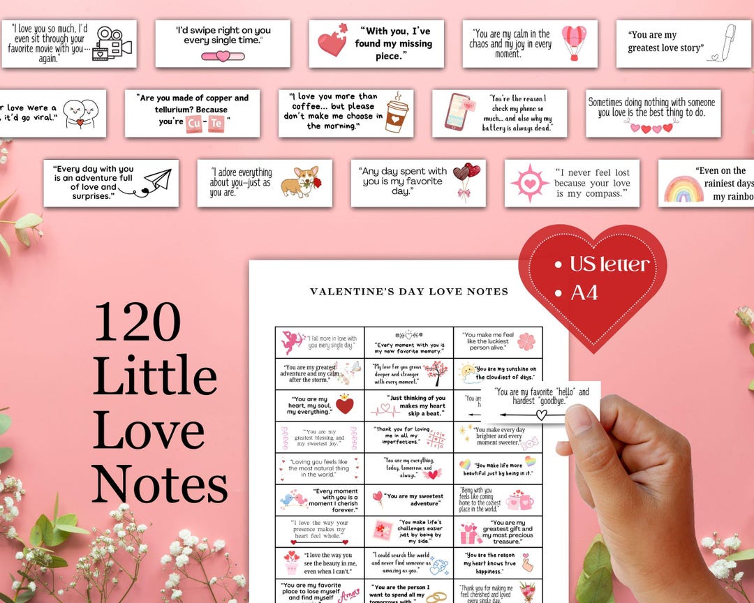 Valentines Day Printable Love Notes, Love Messages, Anniversary Gift ...